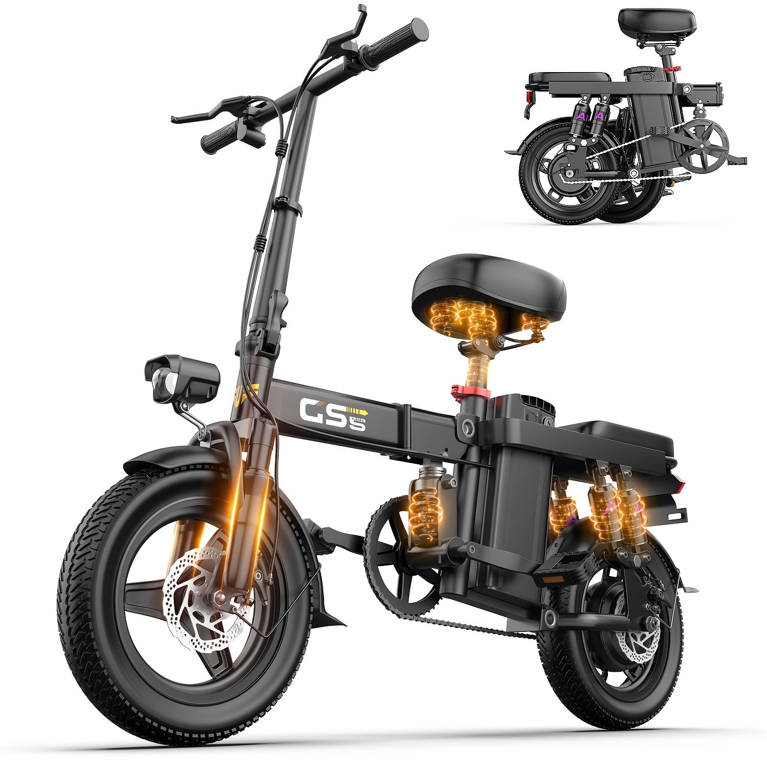 UPlee 740W Foldable E-Bike 20MPH Shock Absorbing 32Mile Range ...